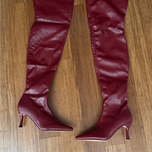 Shoes | Red Over The Knee Boots With Stiletto Heel | Poshmark